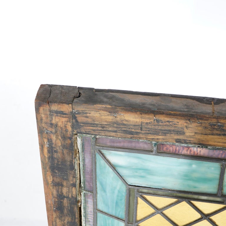 Antique Arts and Crafts Leaded Slag and Stained Glass Window Circa 1900 ...