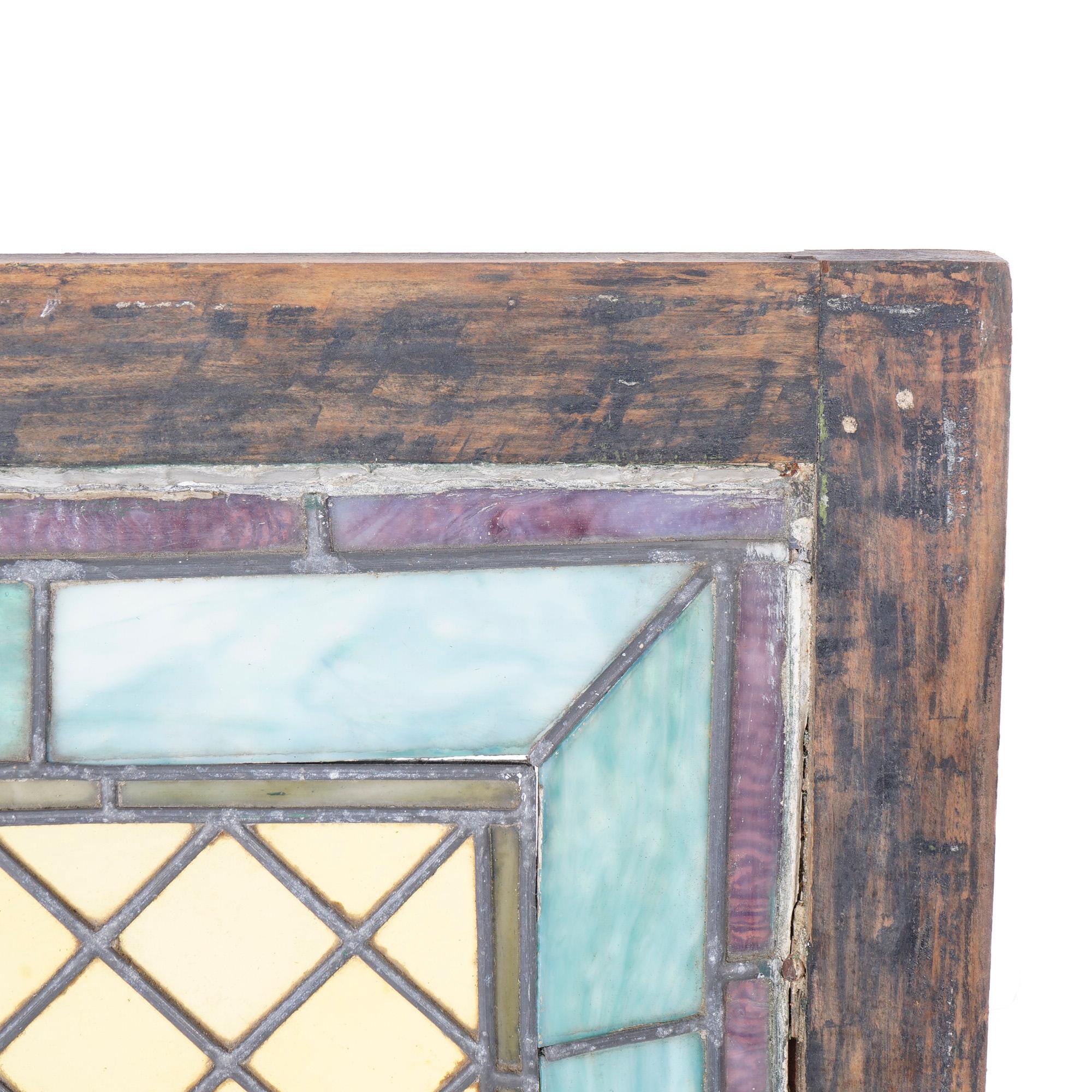 Antique Arts and Crafts Leaded Slag and Stained Glass Window Circa 1900 ...
