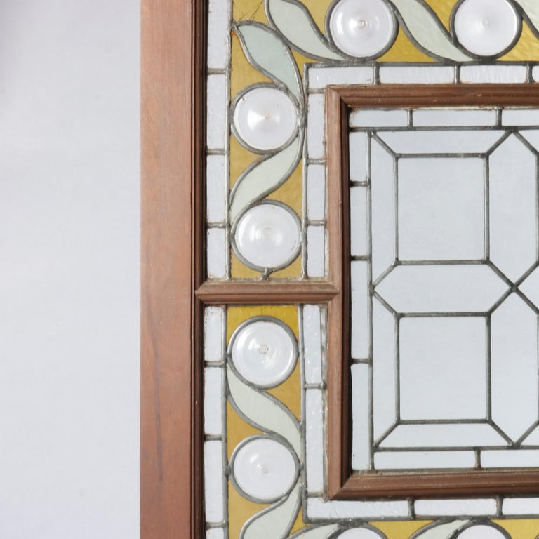 Antique Arts and Crafts Leaded Stained and Bullseye Glass Window, circa ...