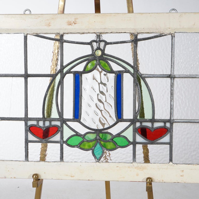 Antique Arts and Crafts Leaded Stained Glass Window, Circa 1910 at 1stDibs