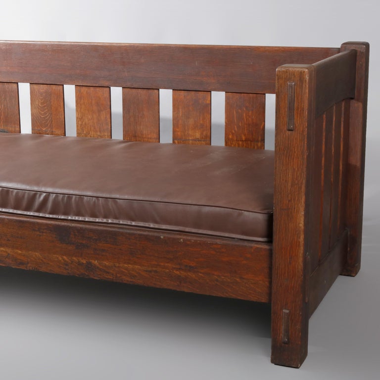 Antique Arts and Crafts Limbert Mission Oak Settle, circa 1910 at 1stDibs