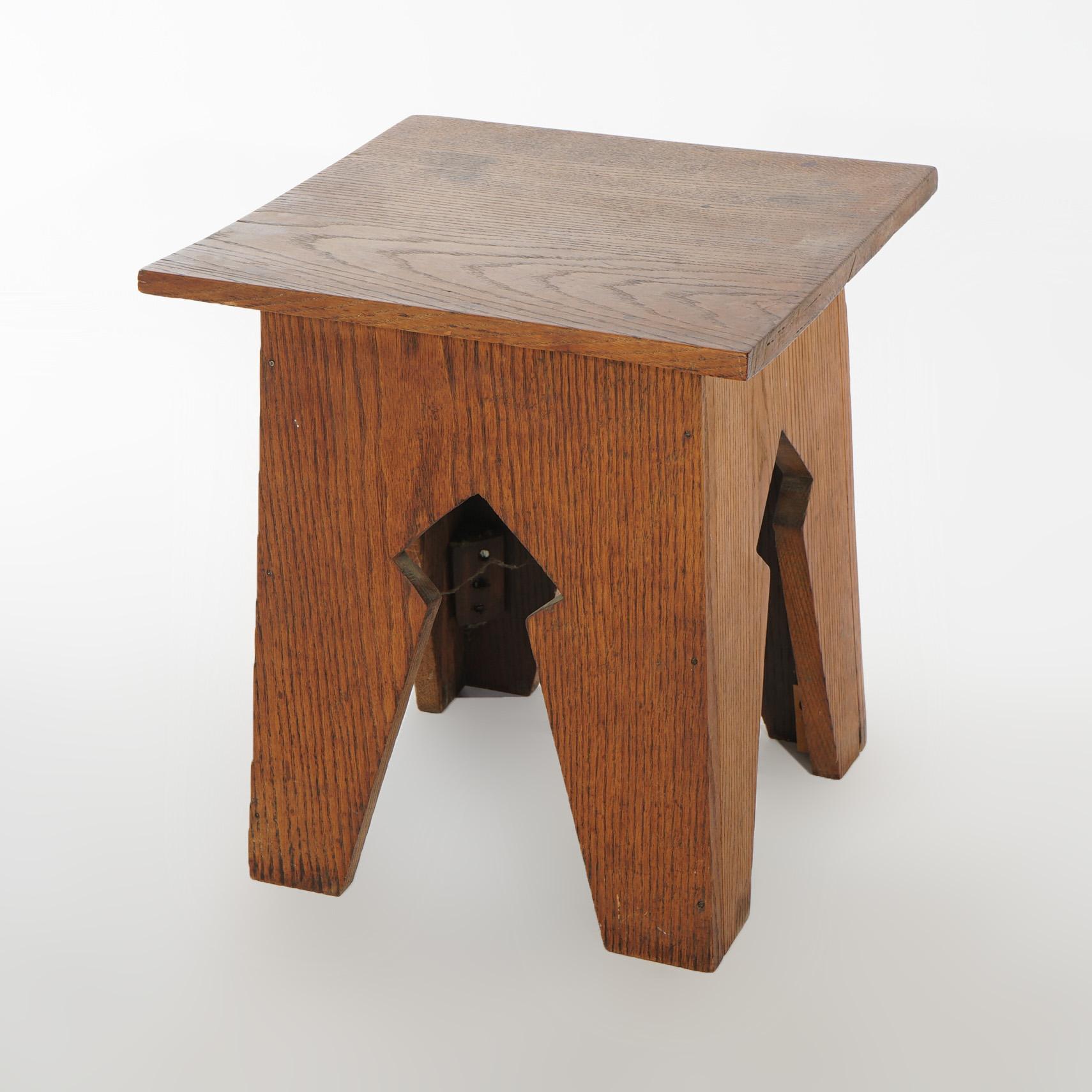 Antique Arts and Crafts Limbert School Cutout Mission Oak Tabouret ...