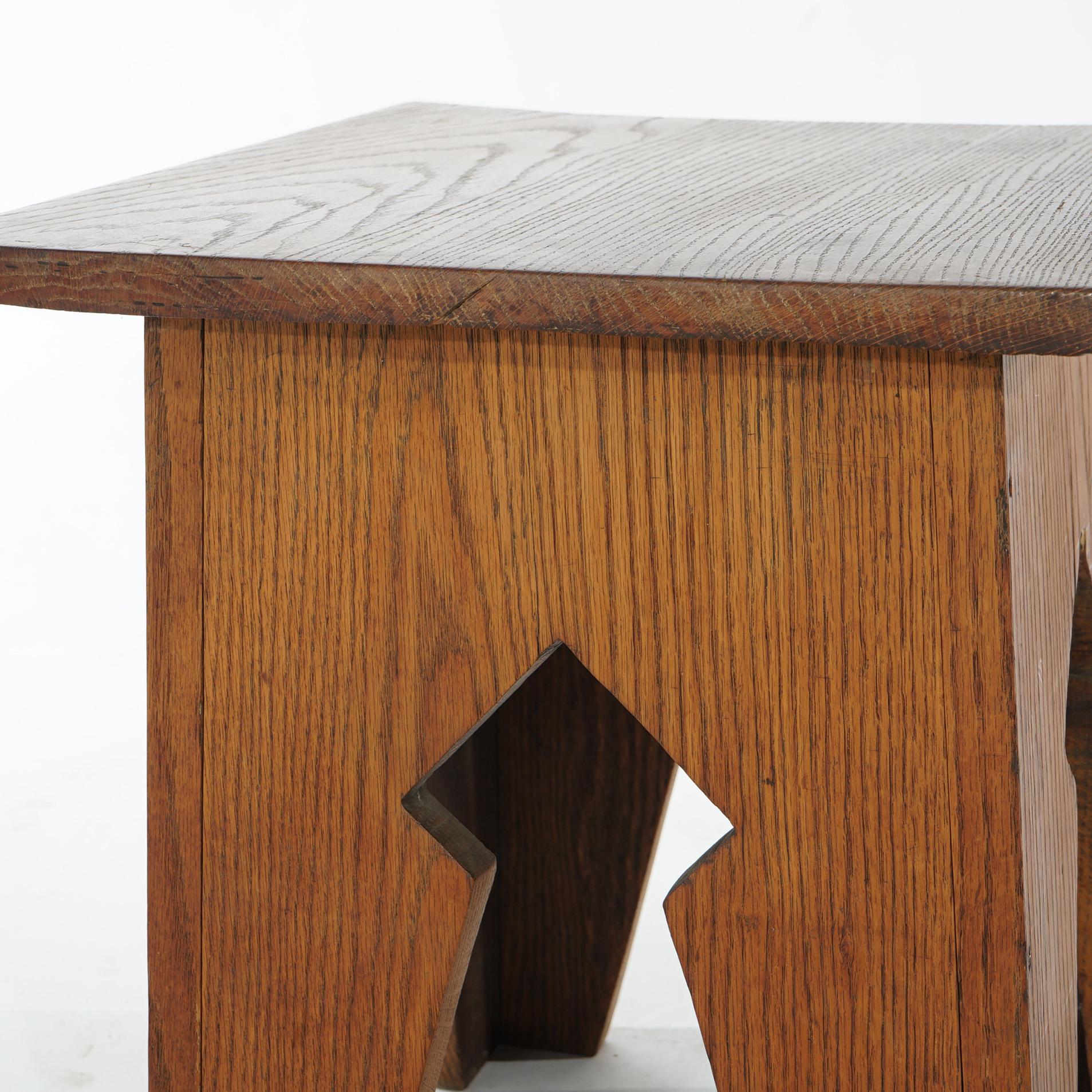 Antique Arts and Crafts Limbert School Cutout Mission Oak Tabouret ...