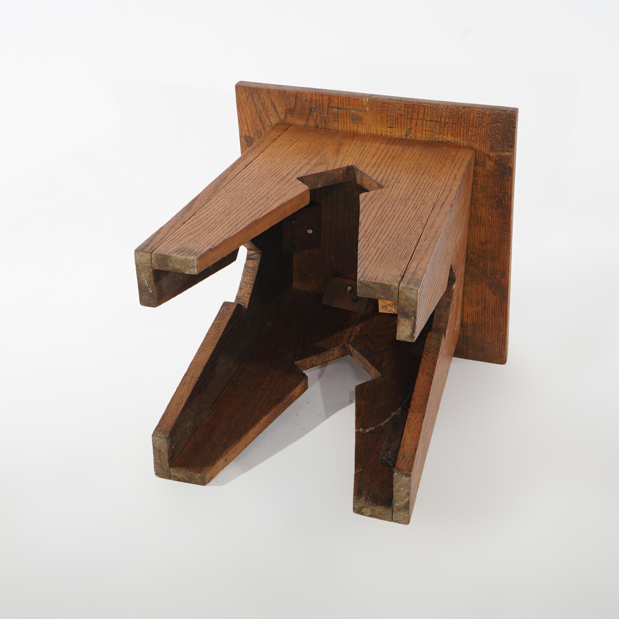 Antique Arts and Crafts Limbert School Cutout Mission Oak Tabouret ...