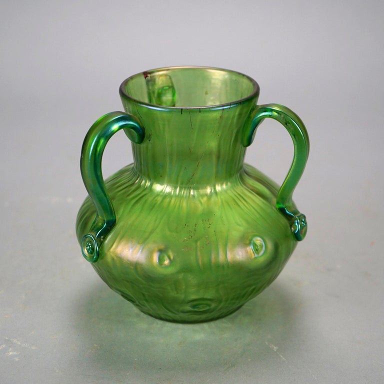 Antique Arts and Crafts Loetz Art Glass Handled Vase Circa 1920 For ...