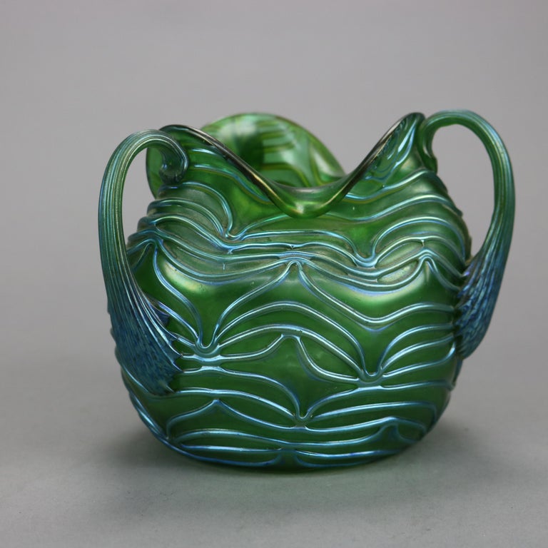 Antique Arts and Crafts Loetz Triple Handle Art Glass Basket, Circa ...