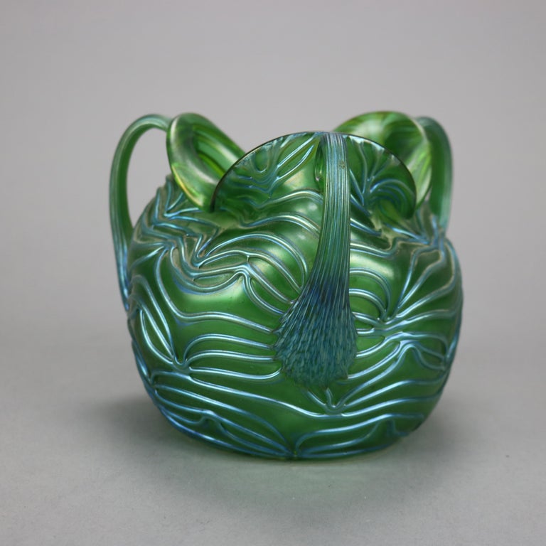 Antique Arts and Crafts Loetz Triple Handle Art Glass Basket, Circa ...