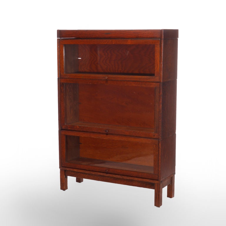 Antique Arts and Crafts Lundstrom Mission Oak Stack Barrister Bookcase ...