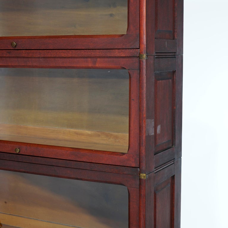 Antique Arts and Crafts Mahogany Barrister Bookcase with Raised Panels, c1910 For Sale at 1stDibs