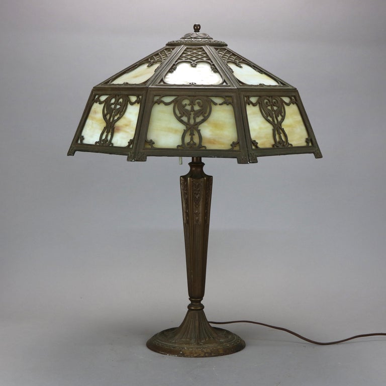 Antique Arts and Crafts Miller Lamp Co. School Slag Glass Lamp, c1920 ...