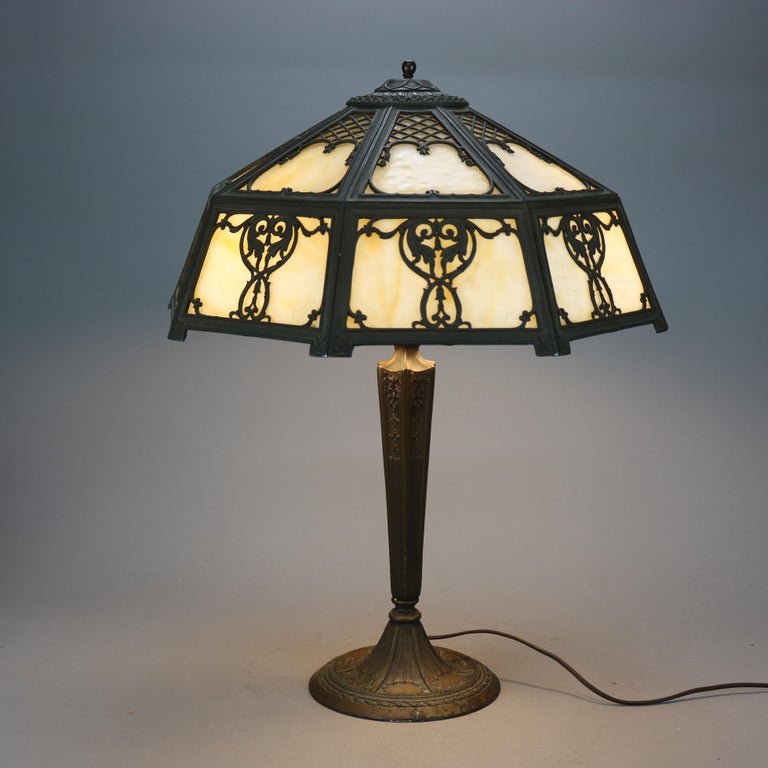 Antique Arts and Crafts Miller Lamp Co. School Slag Glass Lamp, c1920 ...
