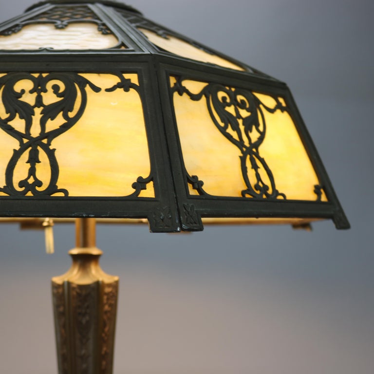 Antique Arts and Crafts Miller Lamp Co. School Slag Glass Lamp, c1920 ...