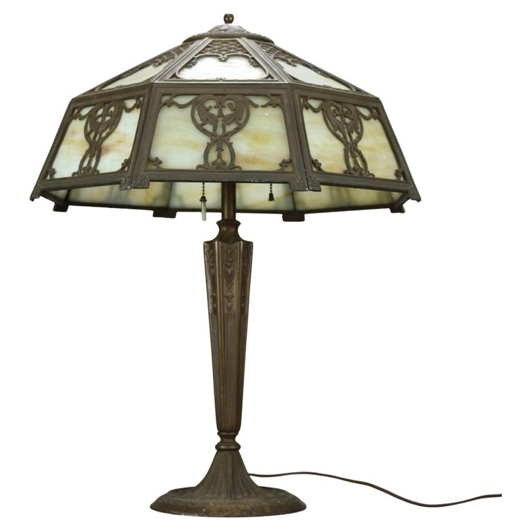 Antique Arts and Crafts Miller Lamp Co. School Slag Glass Lamp, c1920 ...