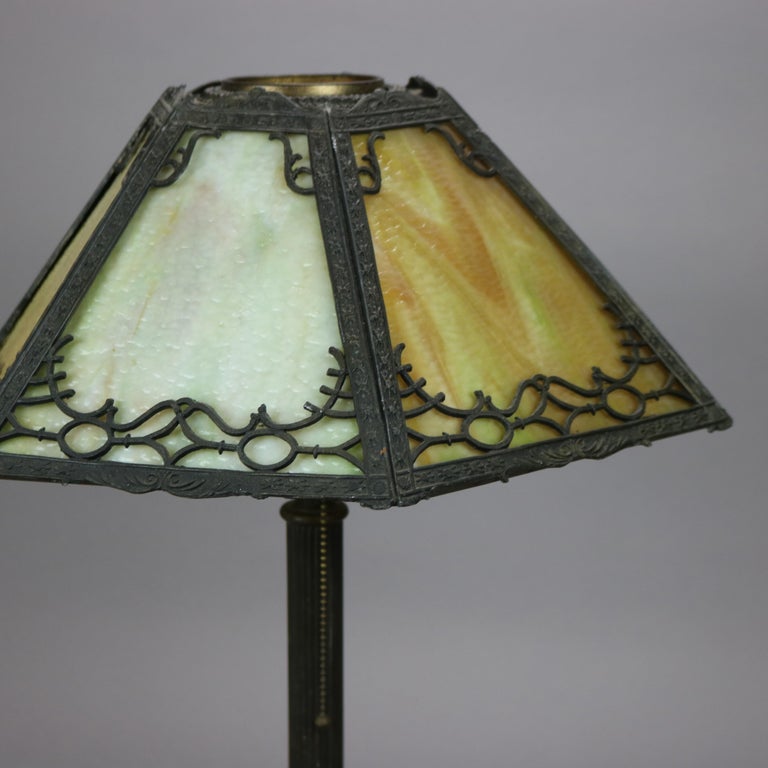Antique Arts and Crafts Miller Lamp Co. Slag Glass Table Lamp circa ...