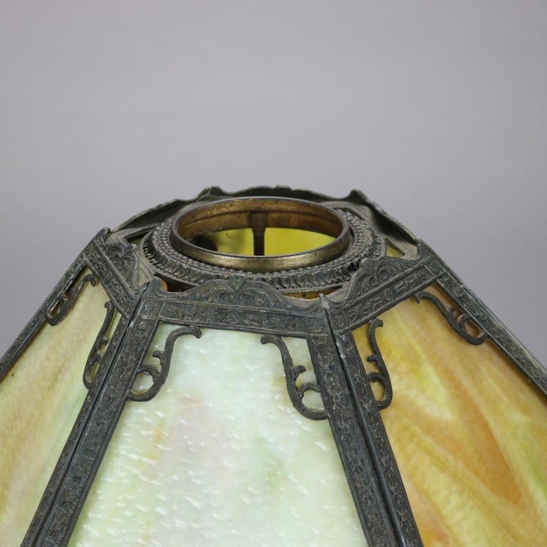 Antique Arts and Crafts Miller Lamp Co. Slag Glass Table Lamp circa ...