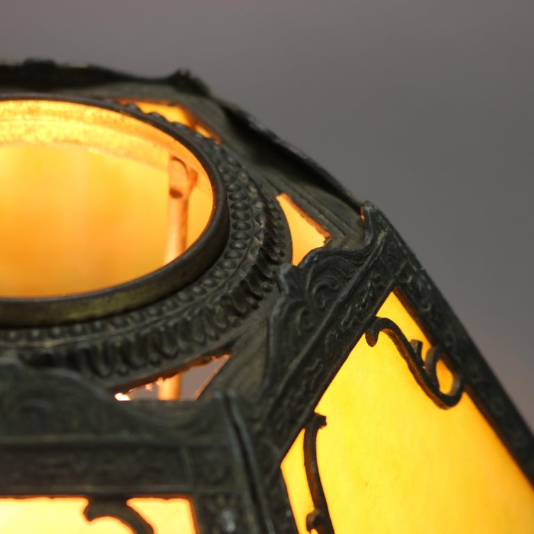 Antique Arts and Crafts Miller Lamp Co. Slag Glass Table Lamp circa ...