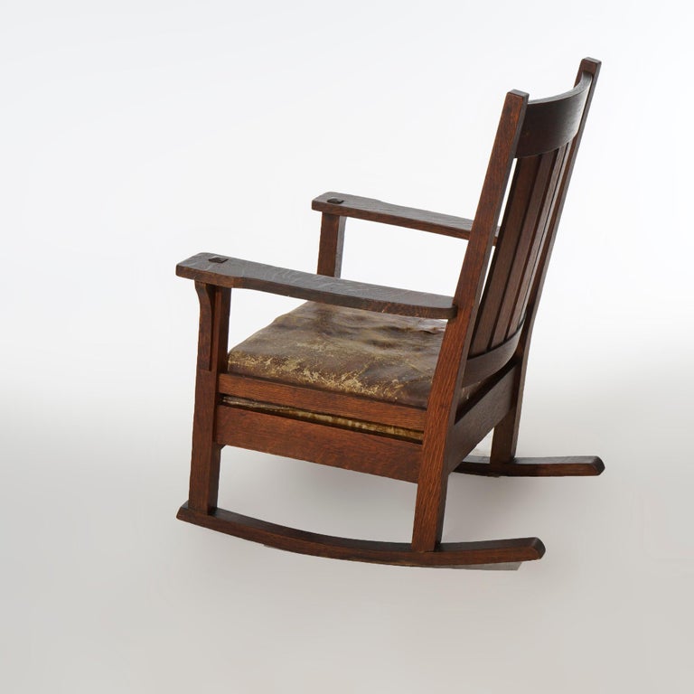Antique Arts and Crafts Mission Jm Young Oak Rocker, circa 1910 at 1stDibs