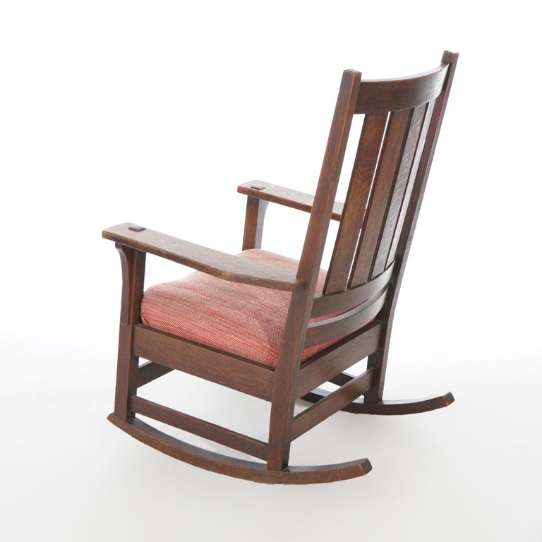 Antique Arts and Crafts Mission L and JG Stickley Oak Rocking Chair ...