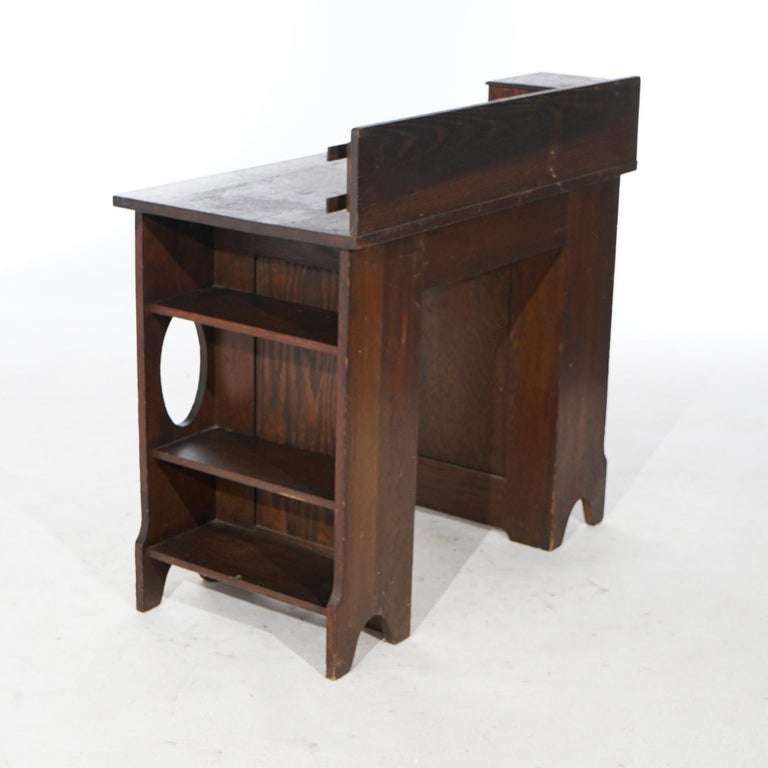 Antique Arts and Crafts Mission Limbert School Oak Desk with Cutout ...