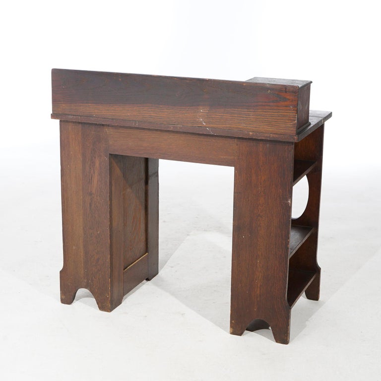 Antique Arts and Crafts Mission Limbert School Oak Desk with Cutout ...