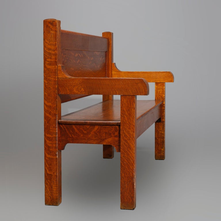 Antique Arts and Crafts Mission Oak Bench Settle, circa 1910 at 1stDibs