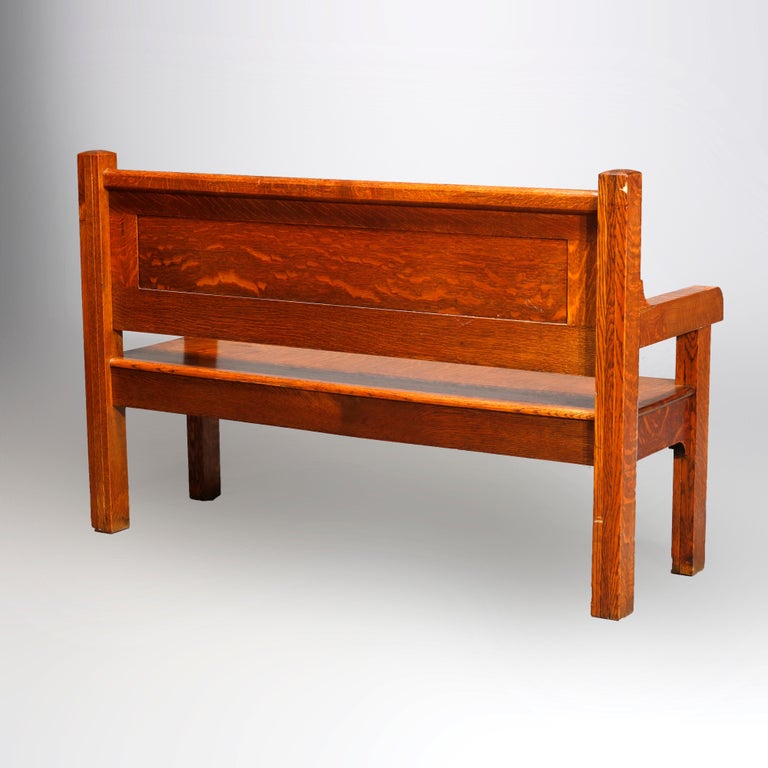 Antique Arts and Crafts Mission Oak Bench Settle, circa 1910 at 1stDibs