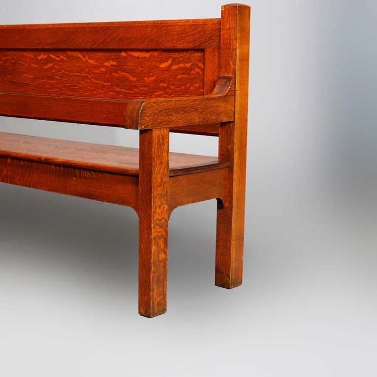 Antique Arts and Crafts Mission Oak Bench Settle, circa 1910 at 1stDibs