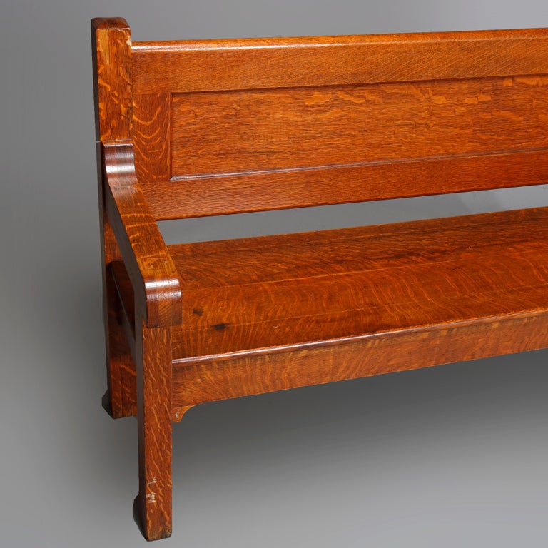 Antique Arts and Crafts Mission Oak Bench Settle, circa 1910 at 1stDibs
