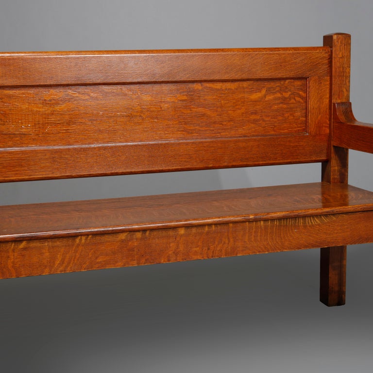Antique Arts and Crafts Mission Oak Bench Settle, circa 1910 at 1stDibs