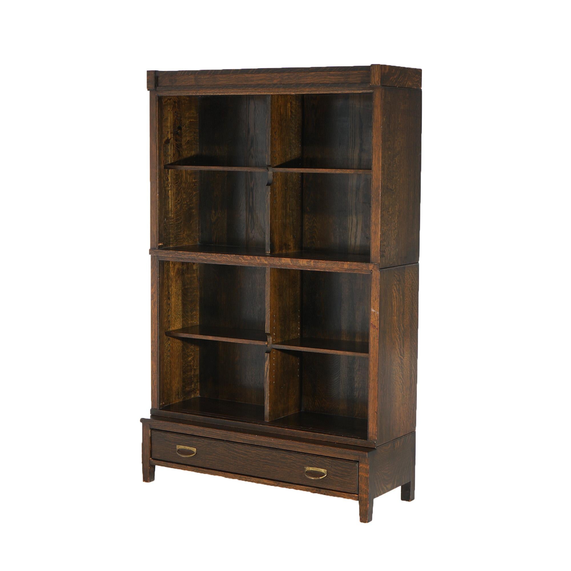 Antique Arts and Crafts Mission Oak Danner Sliding Door Bookcase Circa ...