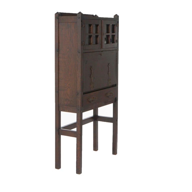 Antique Arts and Crafts Mission Oak Drop Front Secretary Circa 1910 at ...