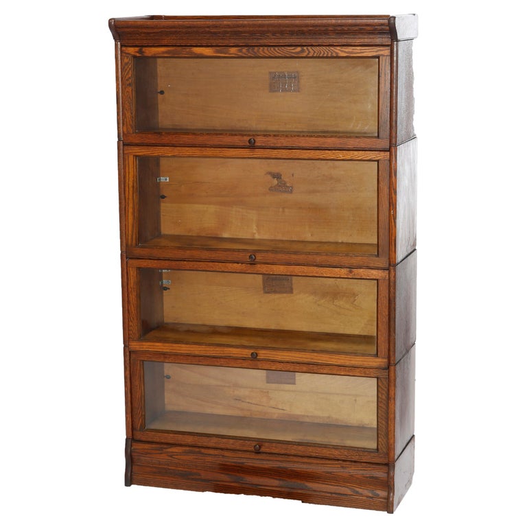 Antique Arts and Crafts Mission Oak Four-Stack Lundstrom Barrister ...