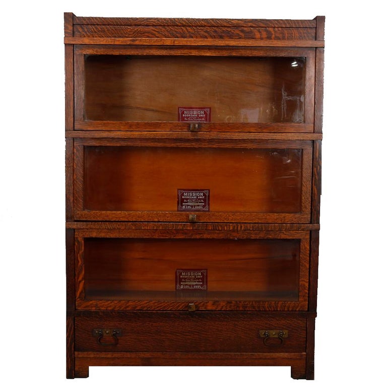 Antique Arts and Crafts Mission Oak Globe Wernicke Barrister Bookcase, circa 1910 at 1stDibs