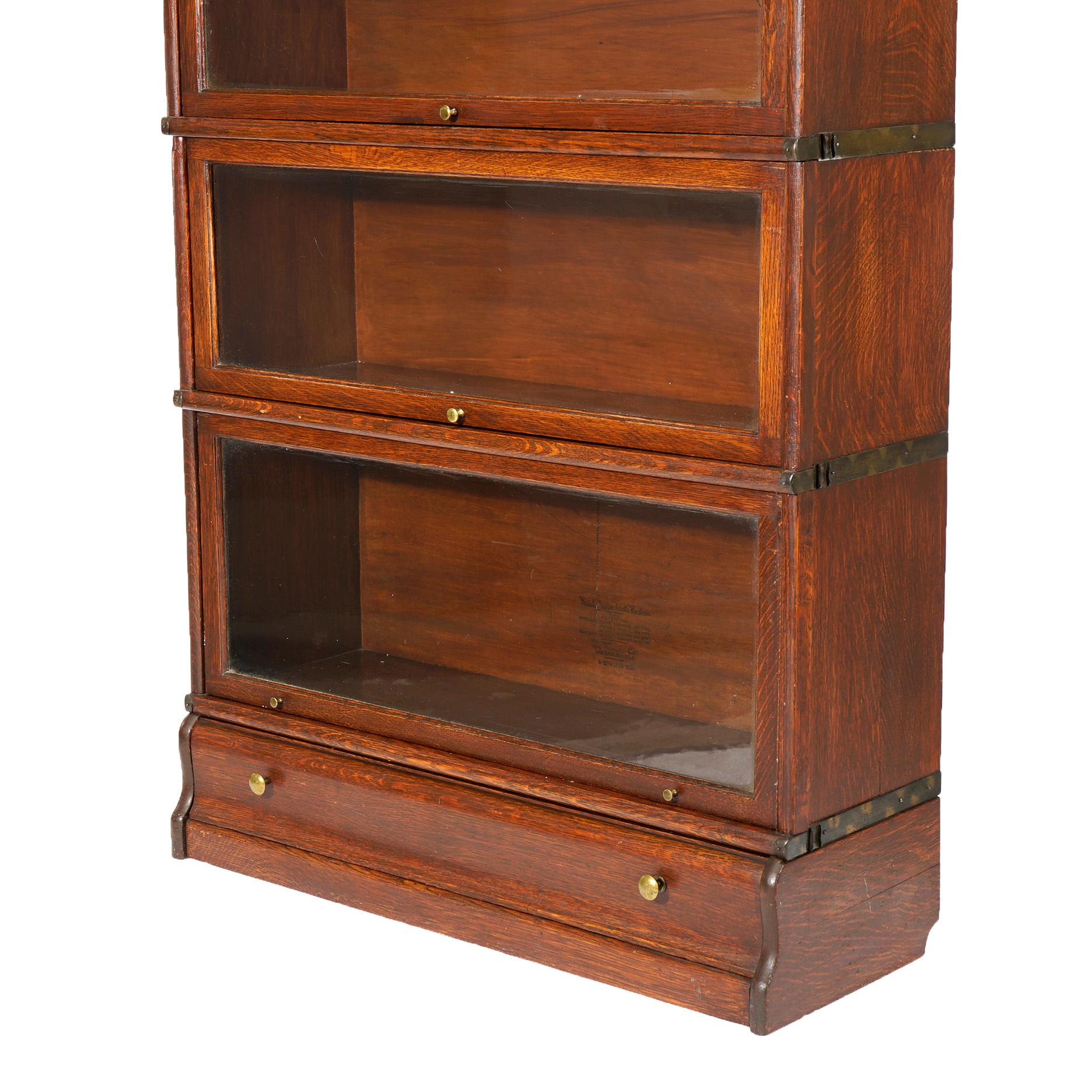 Antique Arts and Crafts Mission Oak Globe Wernicke School Barrister Bookcase C1910 at 1stDibs