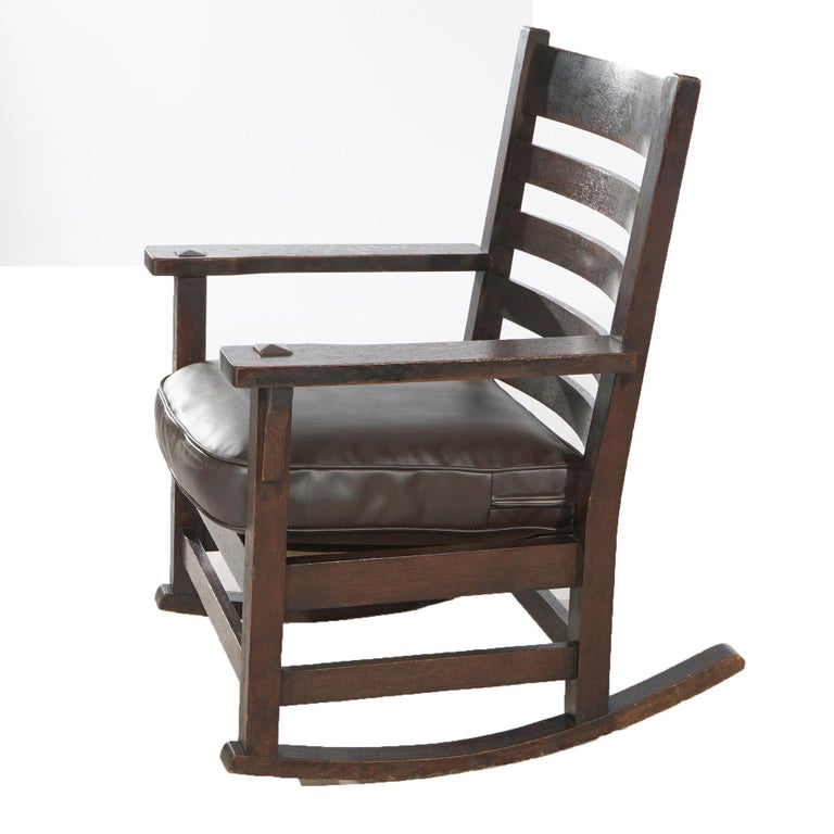Antique Arts and Crafts Mission Oak Gustav Stickley Oak Rocker, Circa ...