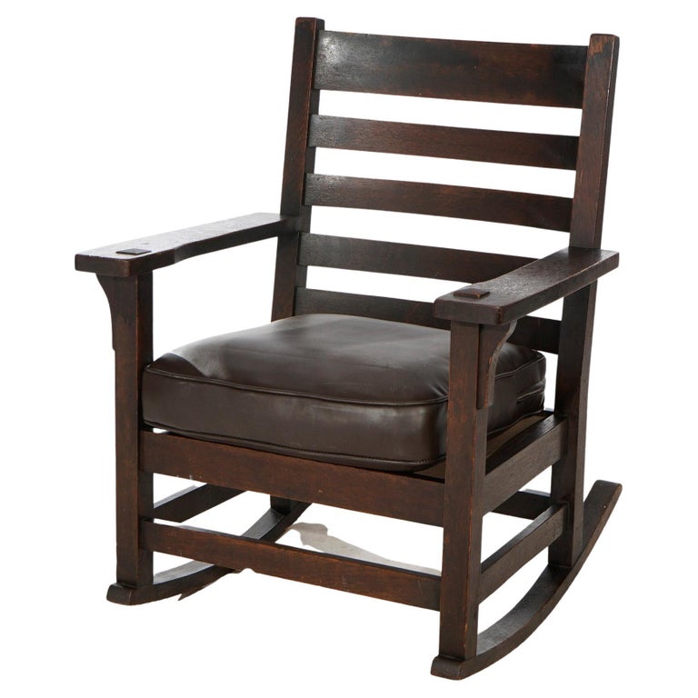 Antique Arts and Crafts Mission Oak Gustav Stickley Oak Rocker, Circa ...