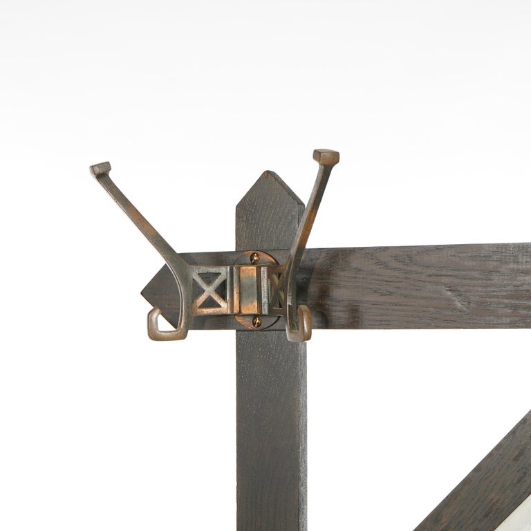 Antique Arts and Crafts Mission Oak Mirrored Hall Tree Circa 1910 For ...