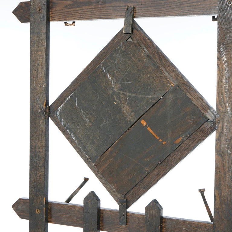 Antique Arts and Crafts Mission Oak Mirrored Hall Tree Circa 1910 For ...