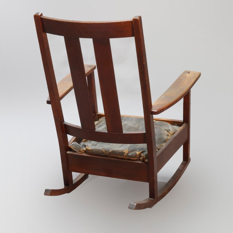 Antique Arts and Crafts Mission Oak Rocker by Limbert, 1910 at 1stDibs