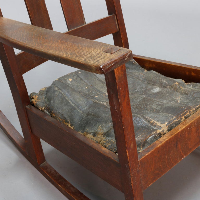 Antique Arts and Crafts Mission Oak Rocker by Limbert, 1910 at 1stDibs