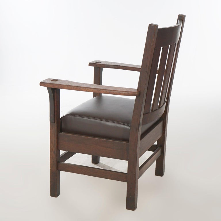 Antique Arts and Crafts Mission Oak Slat Back Arm Chair, Circa 1910 For ...