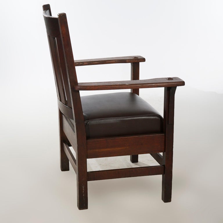 Antique Arts and Crafts Mission Oak Slat Back Arm Chair, Circa 1910 For ...