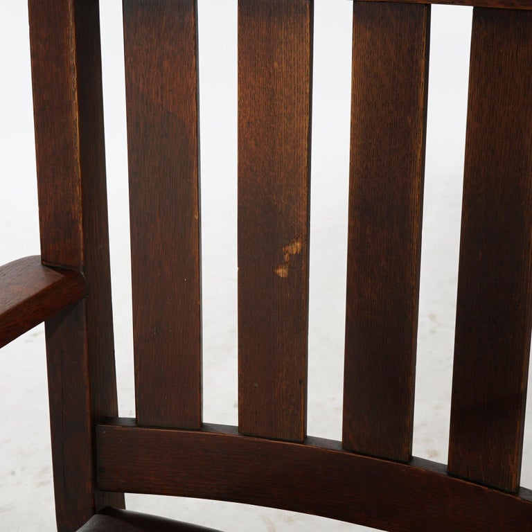 Antique Arts and Crafts Mission Oak Slat Back Arm Chair, Circa 1910 For ...