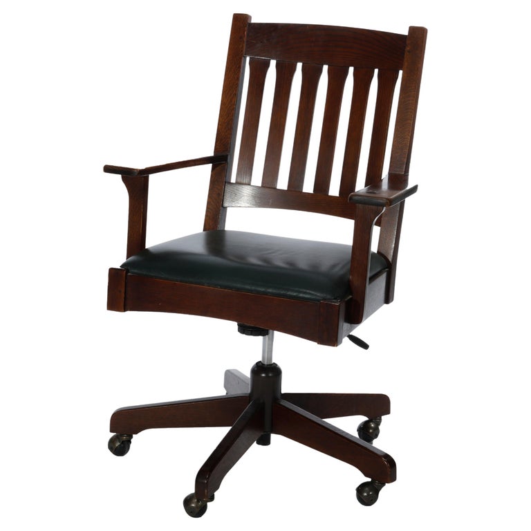 Arts and Crafts Mission Oak Stickley Swivel and Telescoping Office ...