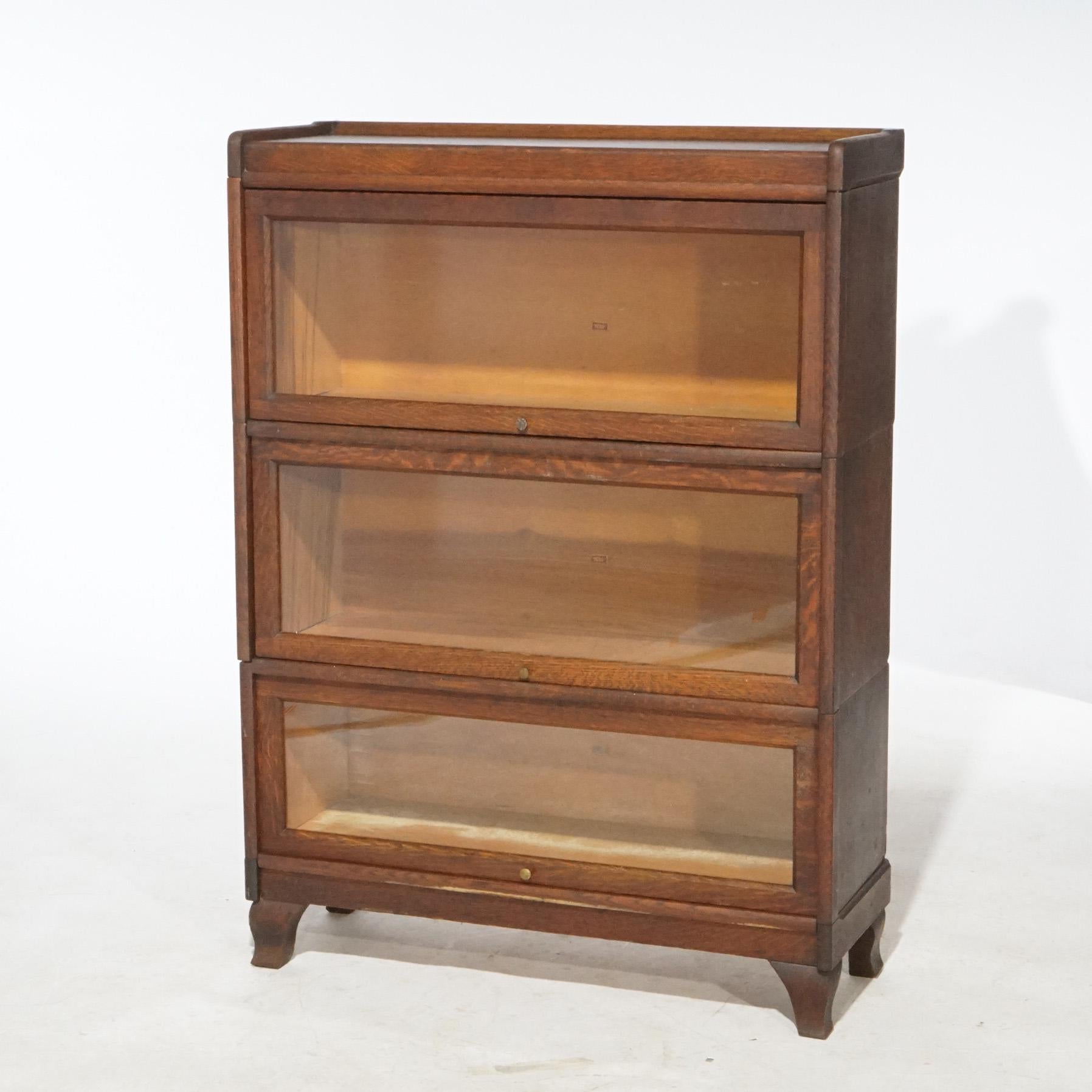 Antique Arts and Crafts Mission Oak Three Stack Barrister Bookcase by ...