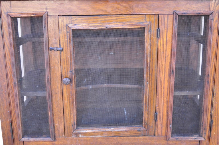Antique Arts and Crafts Mission Oak Wood Pie Safe Kitchen Cupboard ...