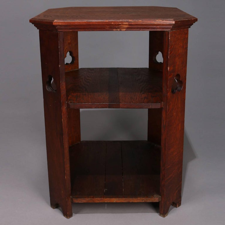 Antique Arts and Crafts Mission Quarter Sawn Oak Three-Tier Trefoil ...