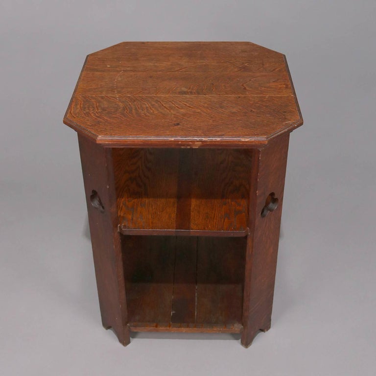 Antique Arts and Crafts Mission Quarter Sawn Oak Three-Tier Trefoil ...