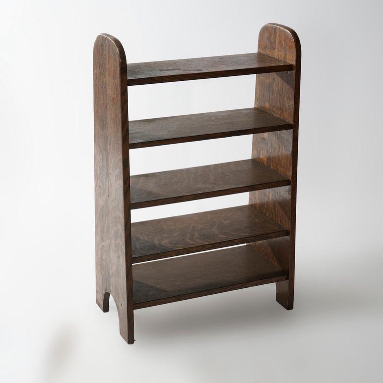 Antique Arts and Crafts Mission Stickley School Oak Tapered Bookshelf ...