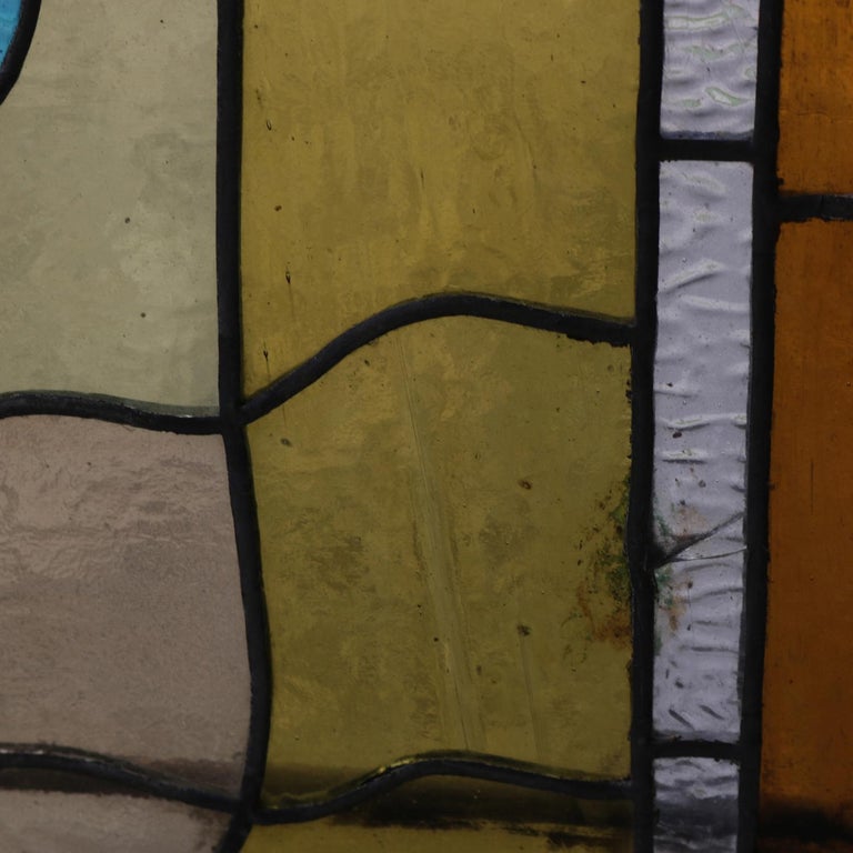 Antique Arts and Crafts Mosaic Leaded Glass and Jeweled Bullseye Window ...